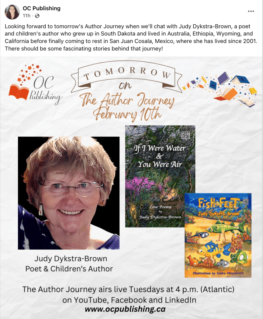 The Author’s Journey: Judy Dykstra-Brown Interviewed by Anne O’Connell ...